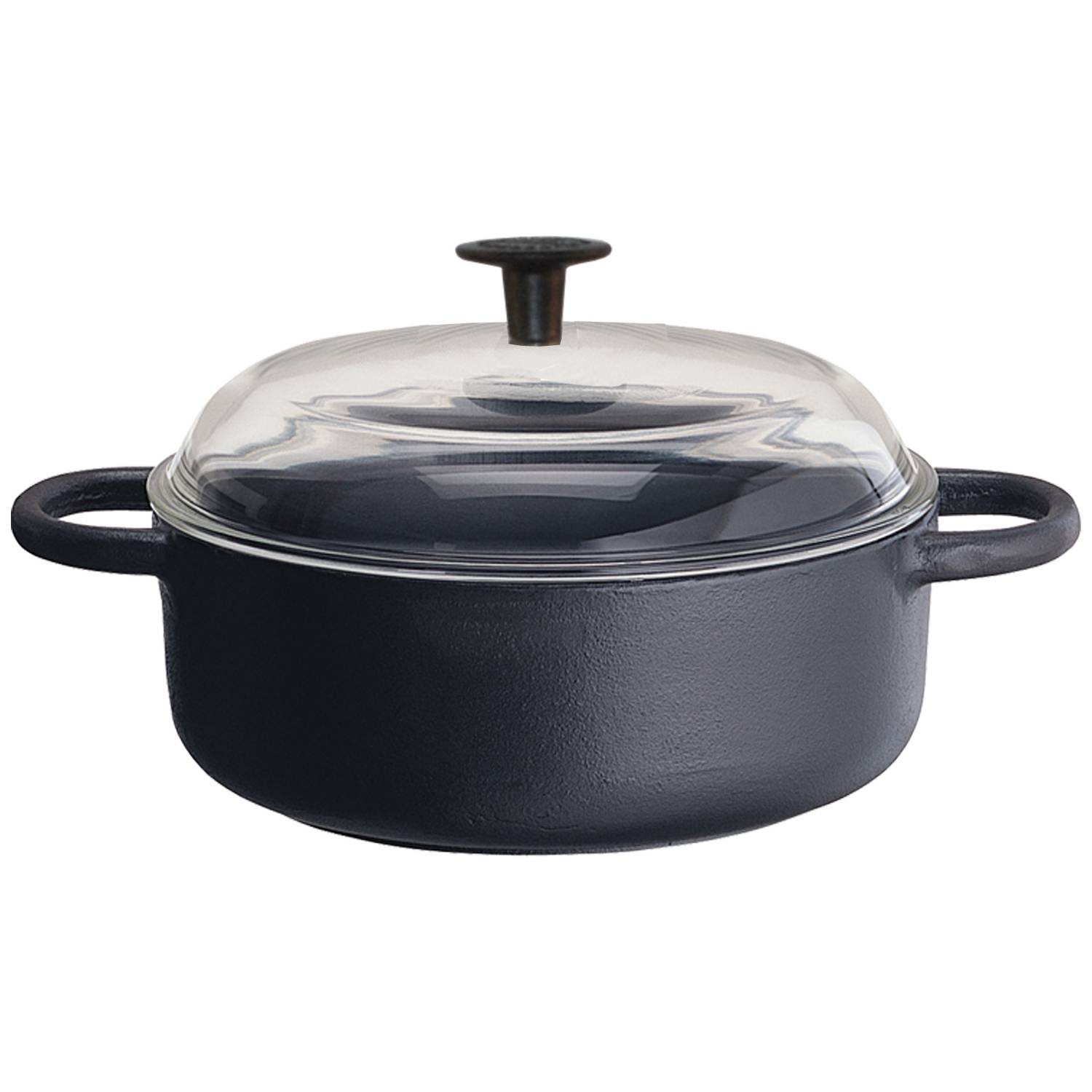 Oala din fonta cu capac de sticla, Maestro, 3L, 25 cm - eMAG.ro