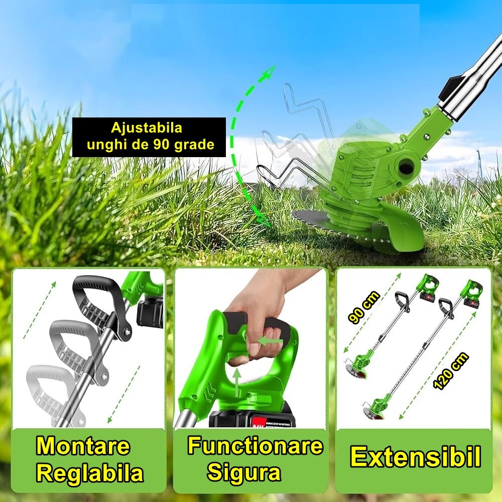 Motocoasa Electrica SIKS Cu Acumulator, Fara Fir, Cu Disc, 2 ...