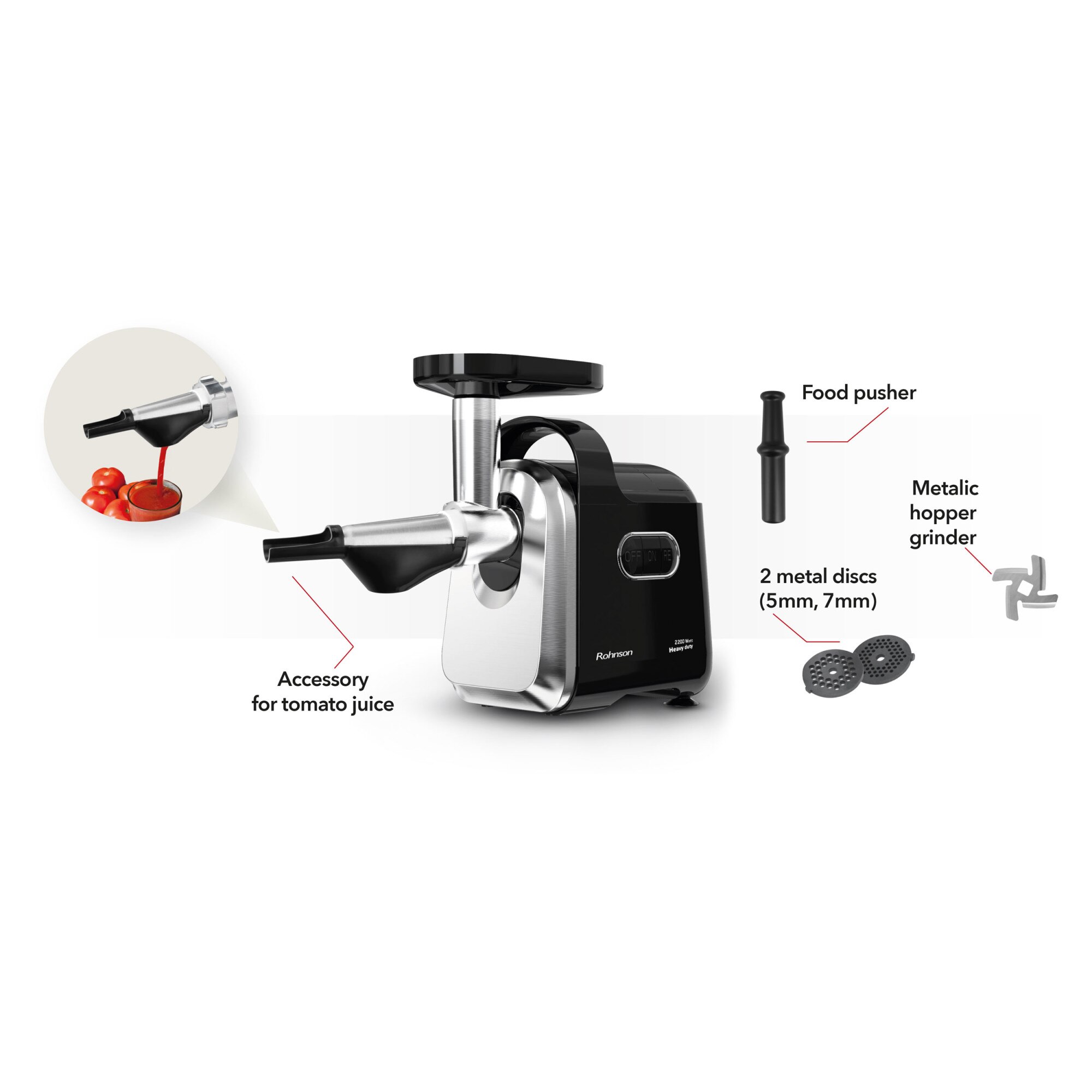 Masina de tocat carne Rohnson R5434 Heavy Duty, 2200W, capacitate ...