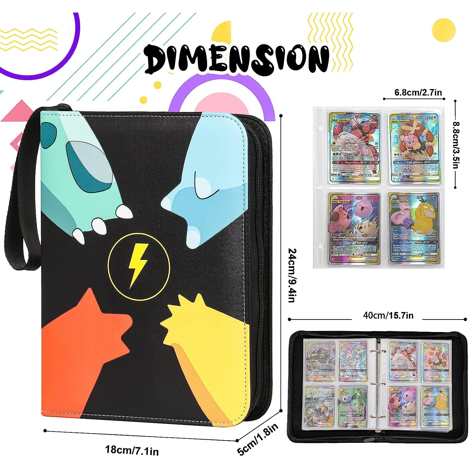 Album de carti Pokemon cu 4 compartimente, MunDeir, MunDeir®, 400 de ...