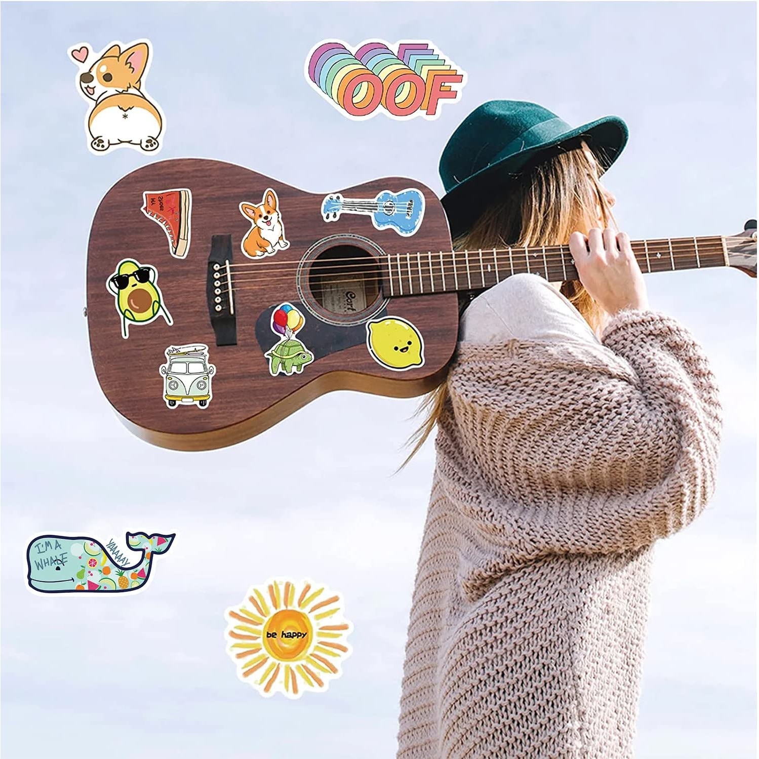 Set 100 stickere decorative, Vinil, Multicolor - eMAG.ro