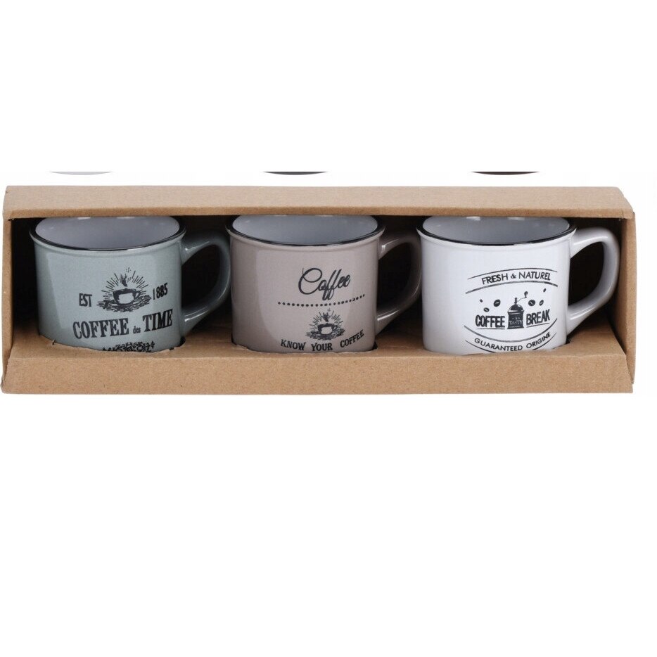 Set 3 Cani din ceramica pentru cafea, Multicolor, 100ml - eMAG.ro