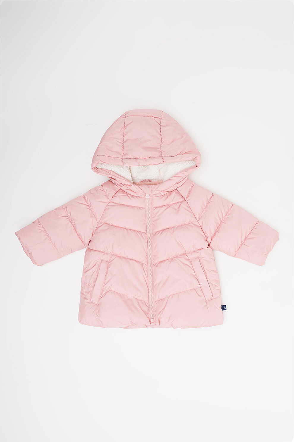 GAP, Geaca cu aspect matlasat si gluga, Roz pastel, 105 CM - eMAG.ro