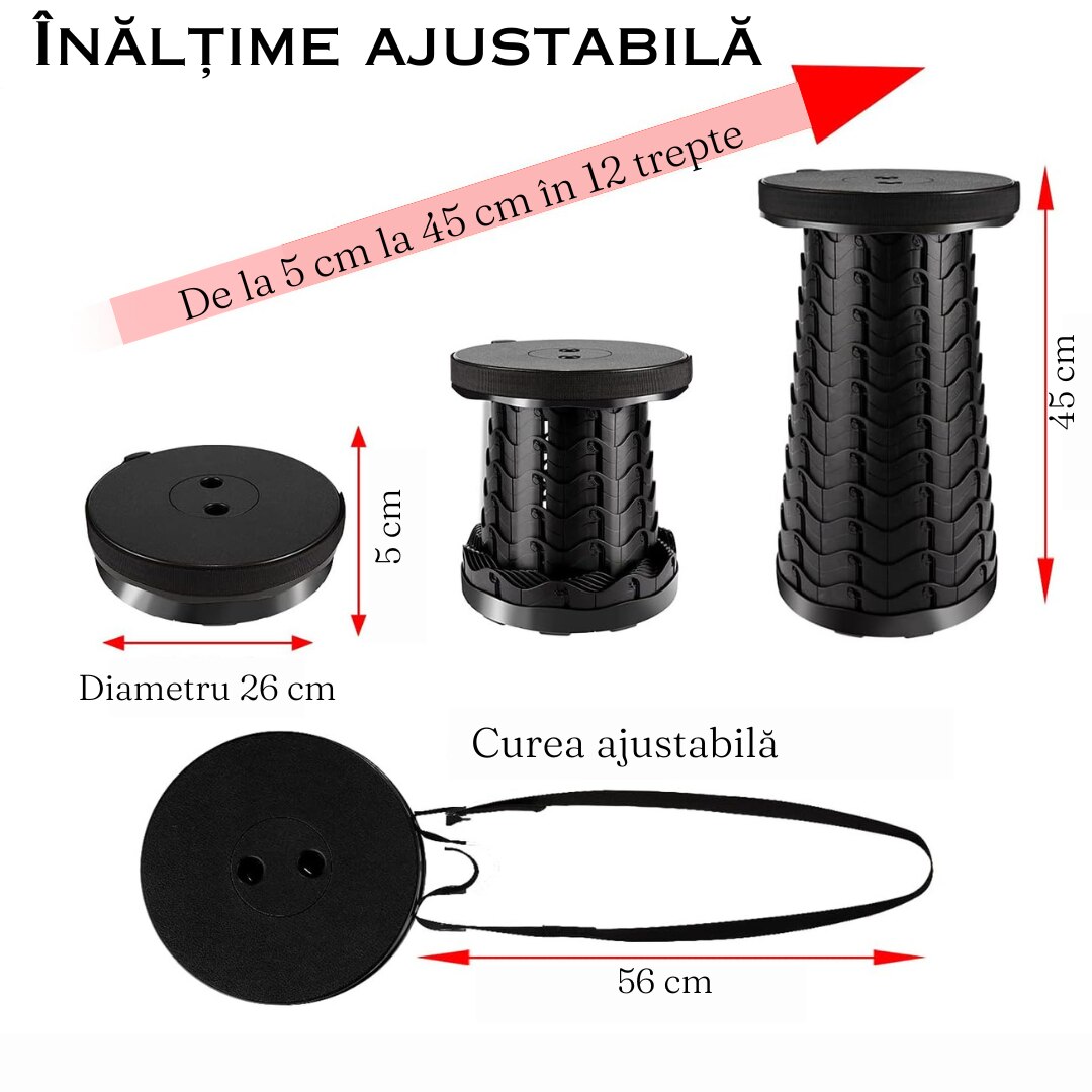 Scaun Telescopic Zenino - Portabil, Model Pliabil, Stabilitate Crescuta ...