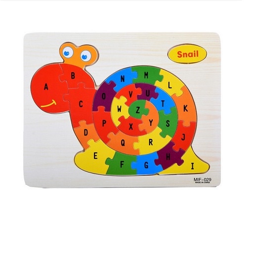 Puzzle lemn 3D Alfabet 26 piese, model Melc - eMAG.ro