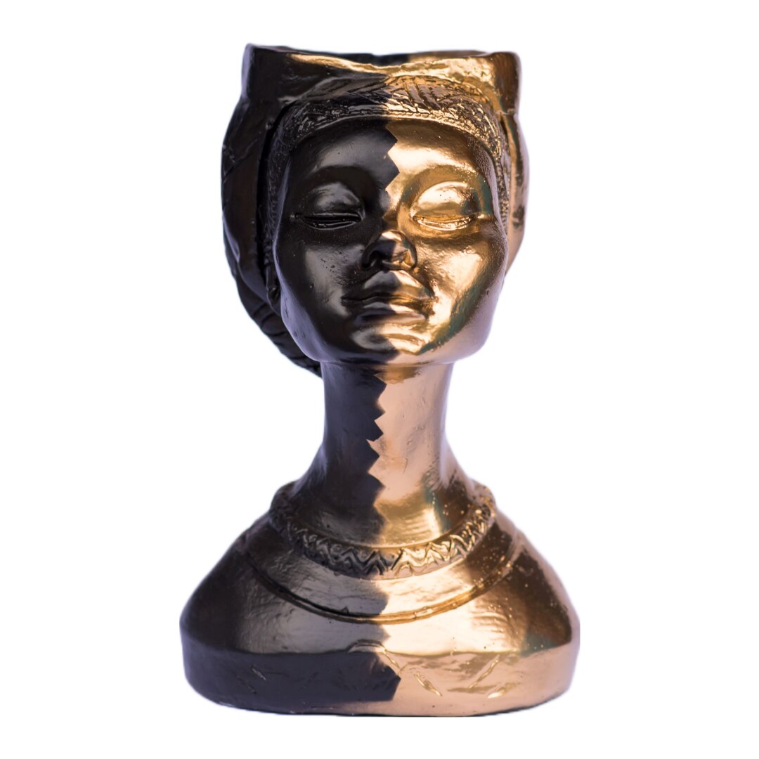 Vaza Printesa Africana, zig-zag negru-auriu, pentru interior, 24x18x14 ...