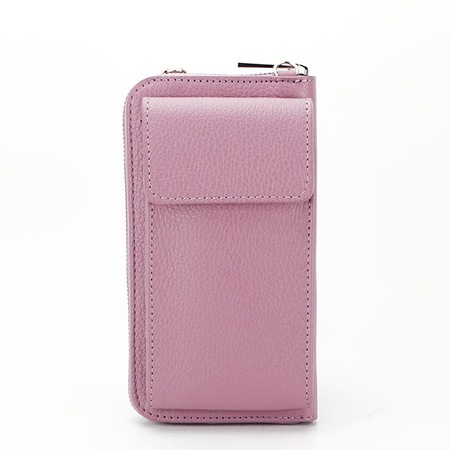 Portofel si port telefon roz plamaniu din piele naturala 8971 07 - eMAG.ro