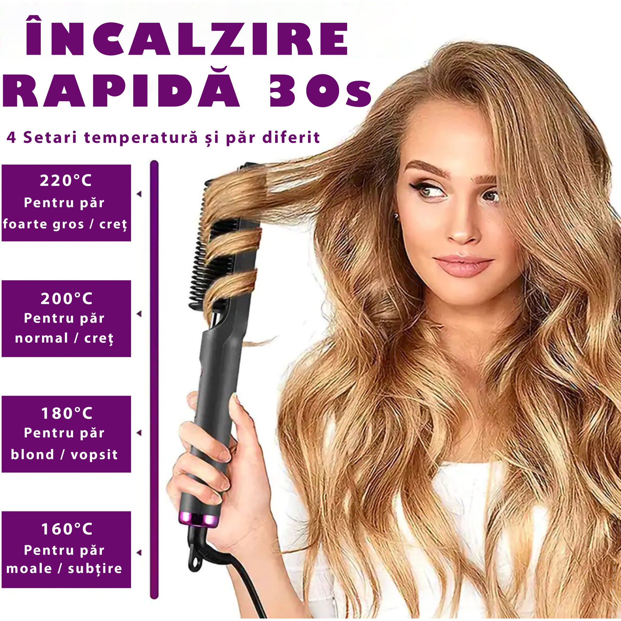 Perie de Indrepatat Parul, INFINITQ™, Pentru Par Cret, Lung, Scurt, 4 ...