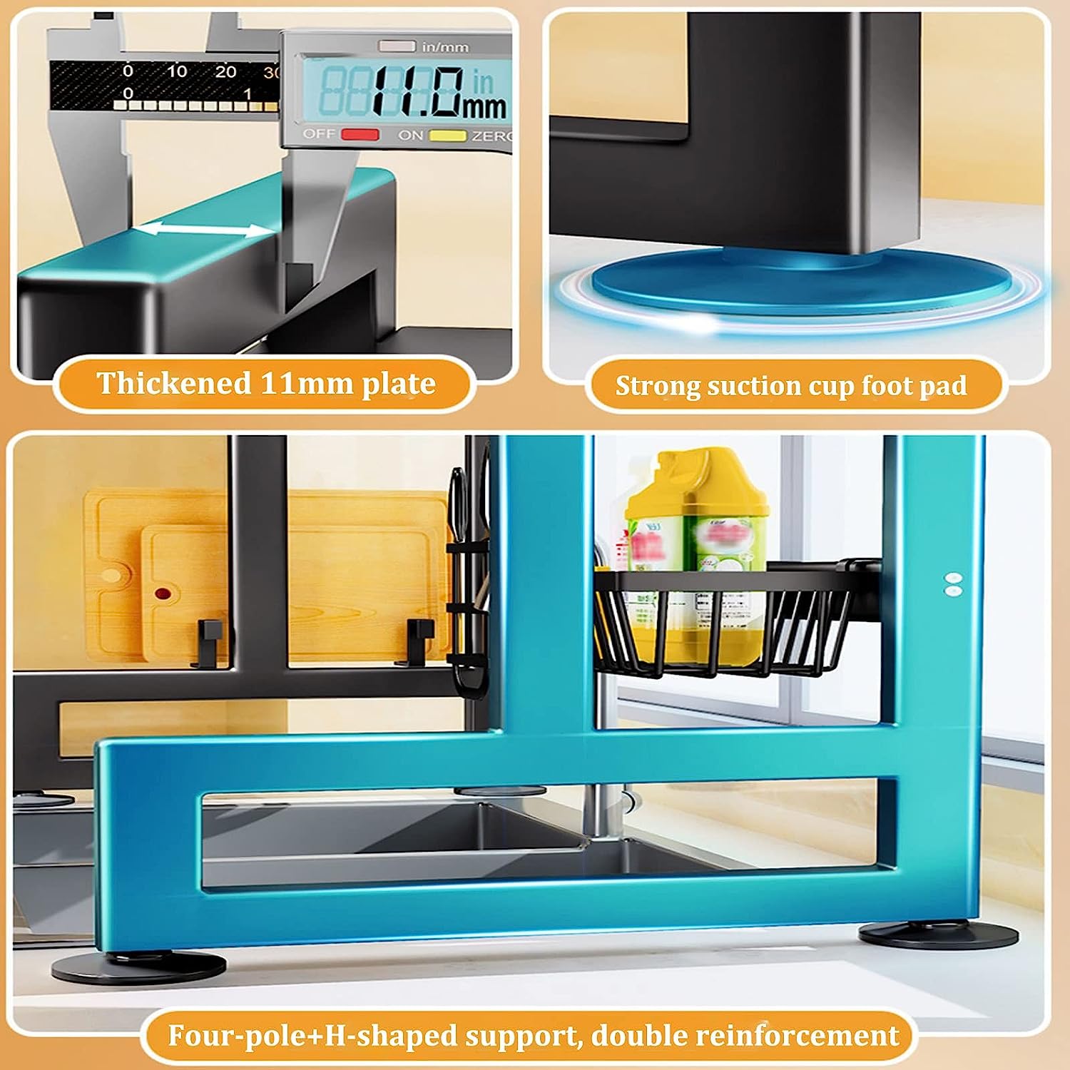 Scurgator vase deasupra chiuvetei cu usa, awwaline, negru, 2 niveluri ...