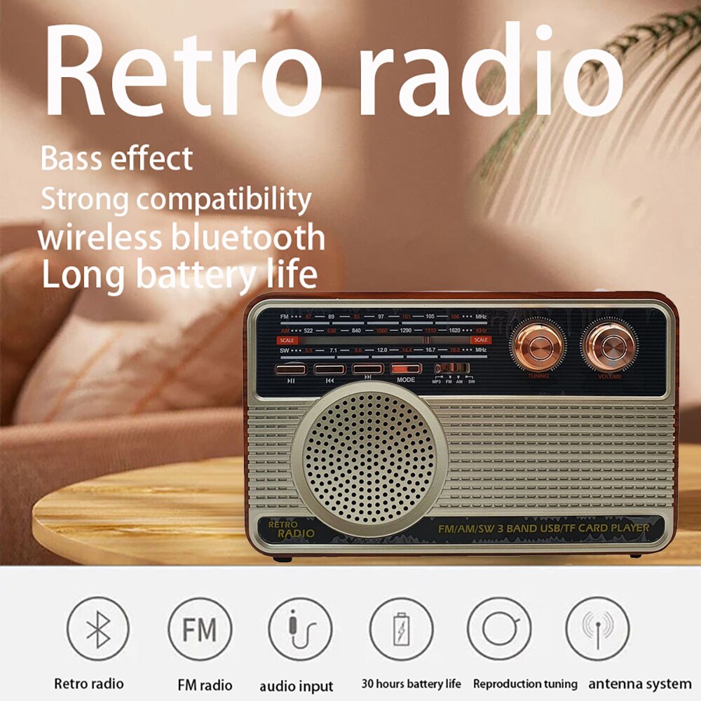 Radio retro portabil, Kemai, Bluetooth, AUX, USB, Card SD, Maro - eMAG.ro