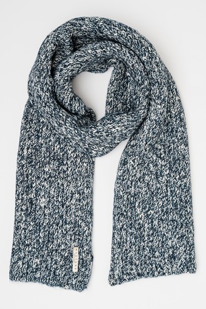 Mustang, Fular tricotat din amestec de bumbac Felix, Alb, Albastru ...