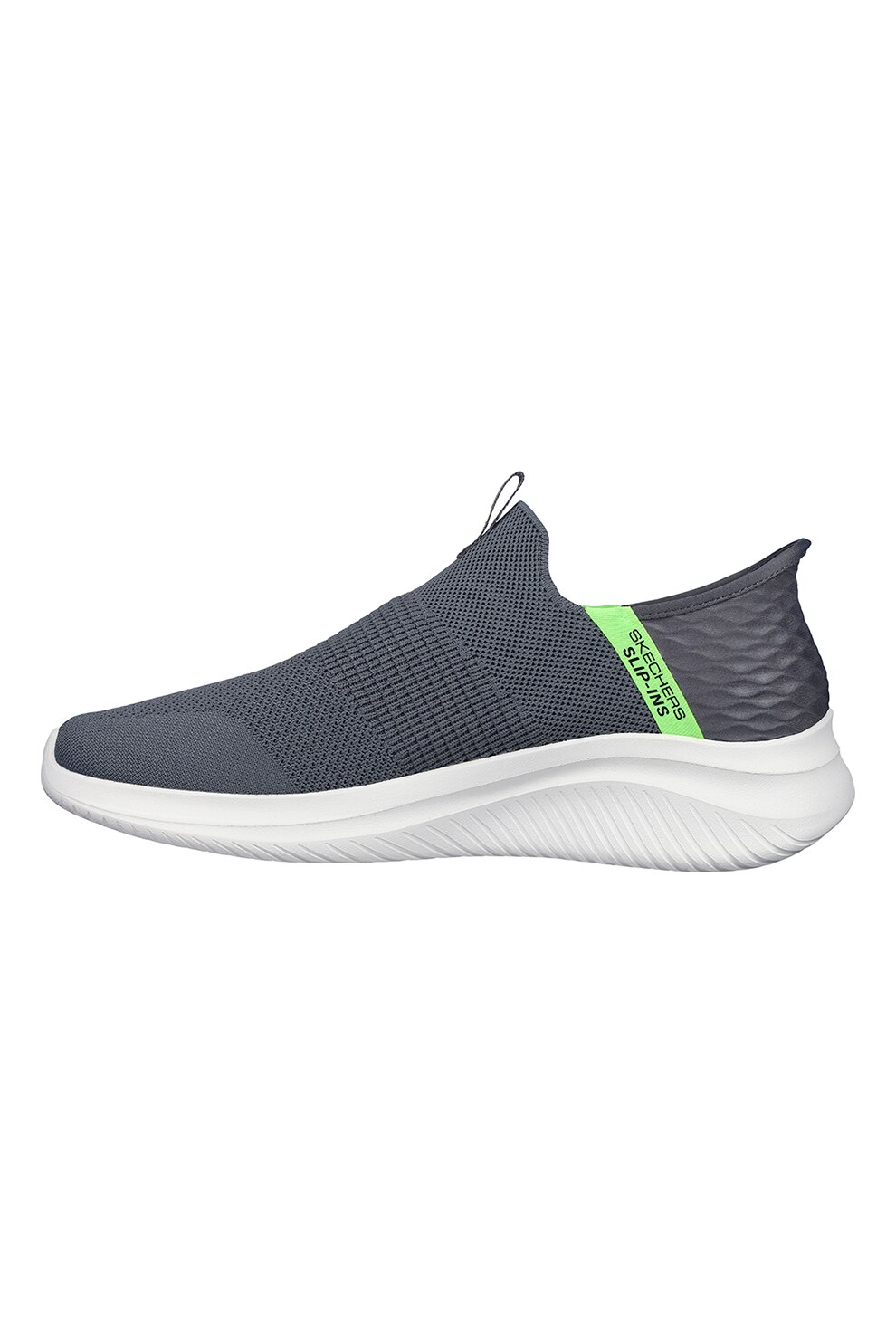 Skechers, Pantofi slip-on din plasa Ultra Flex, Gri carbune, Verde lime ...