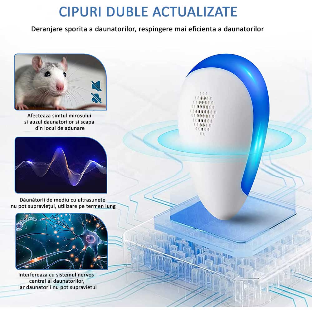 Set 6 dispozitive ultrasunete impotriva daunatorilor, Amtok, Repelent cu ultrasunete ...