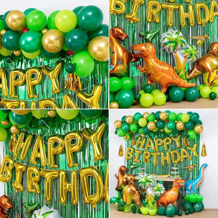 Arcada baloane dinozauri, 80 baloane latex, 7 figurine folie de ...
