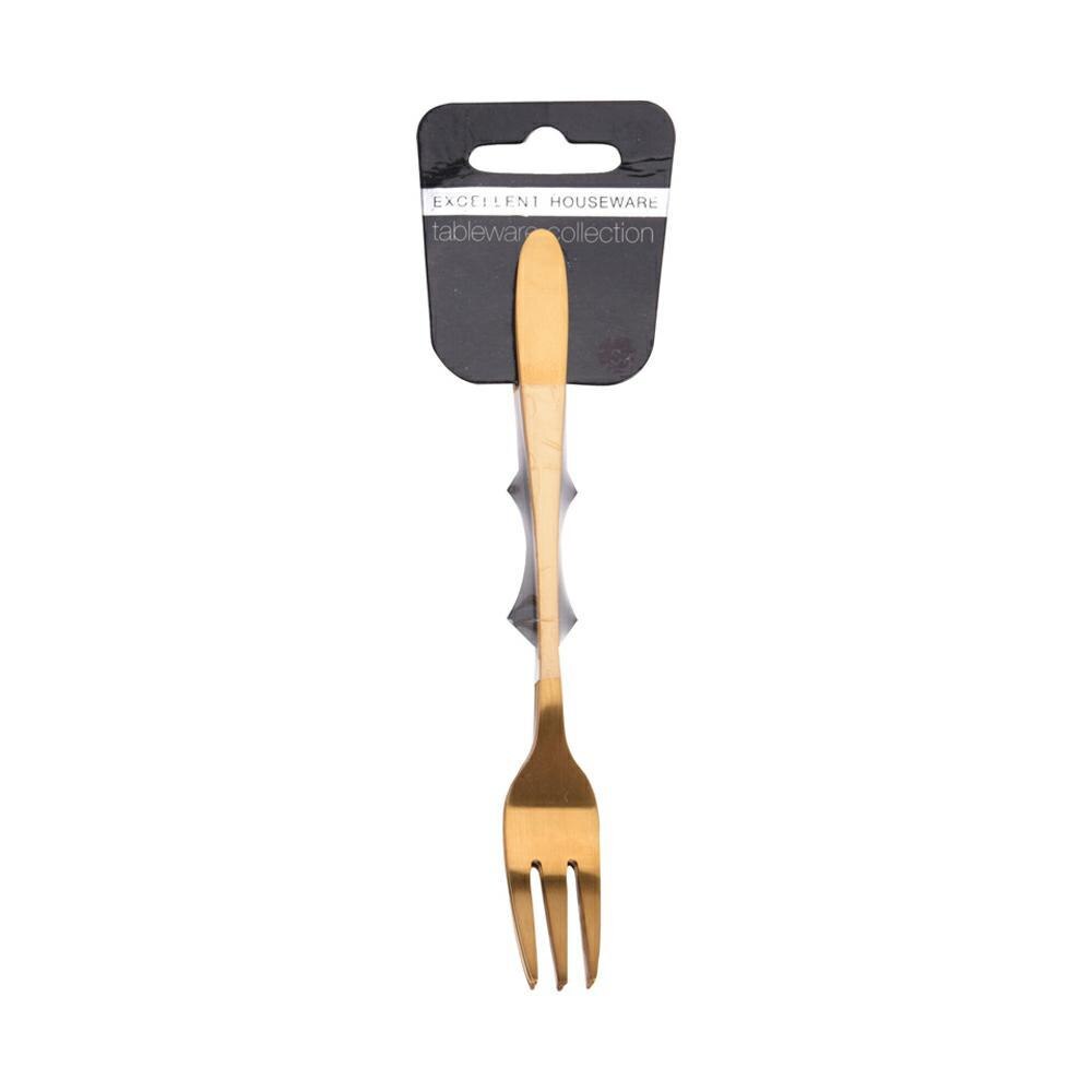 Set 6 furculite pentru prajituri, Excellent Housewear, Inox, Auriu ...