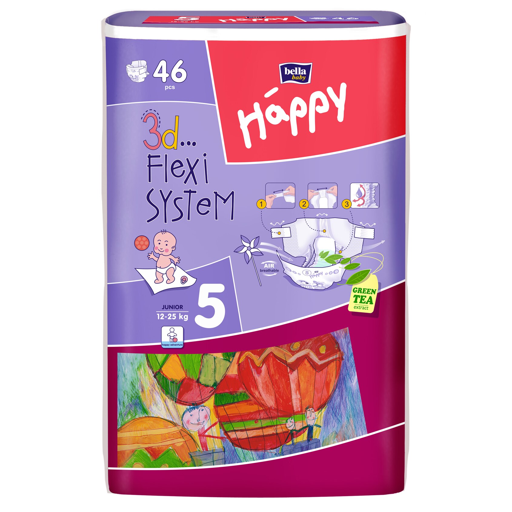 Scutece Happy Mega Pack Junior, 46 buc - eMAG.ro