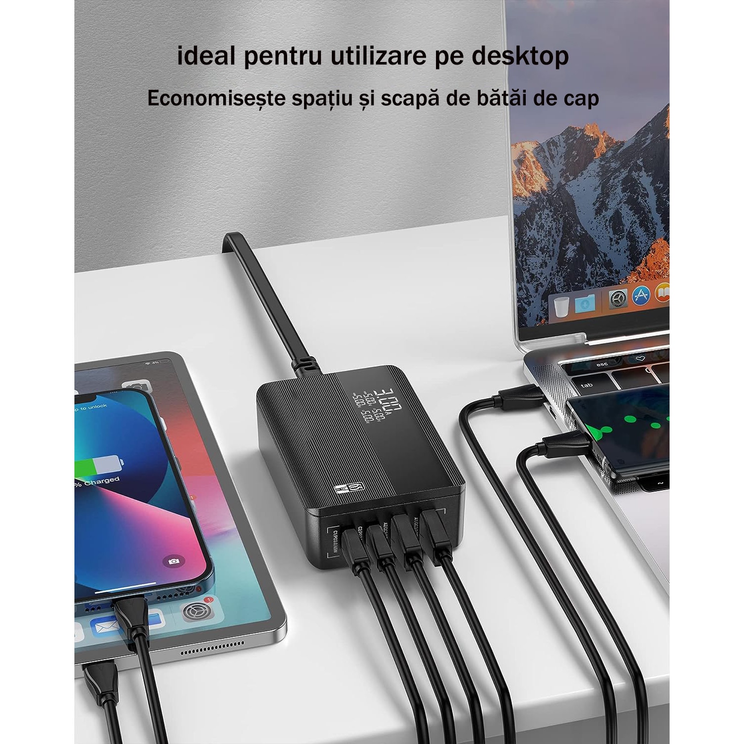 Adaptor incarcator convertor priza, BYONDSELF®, 2 USB-C, 2 USB-A ...