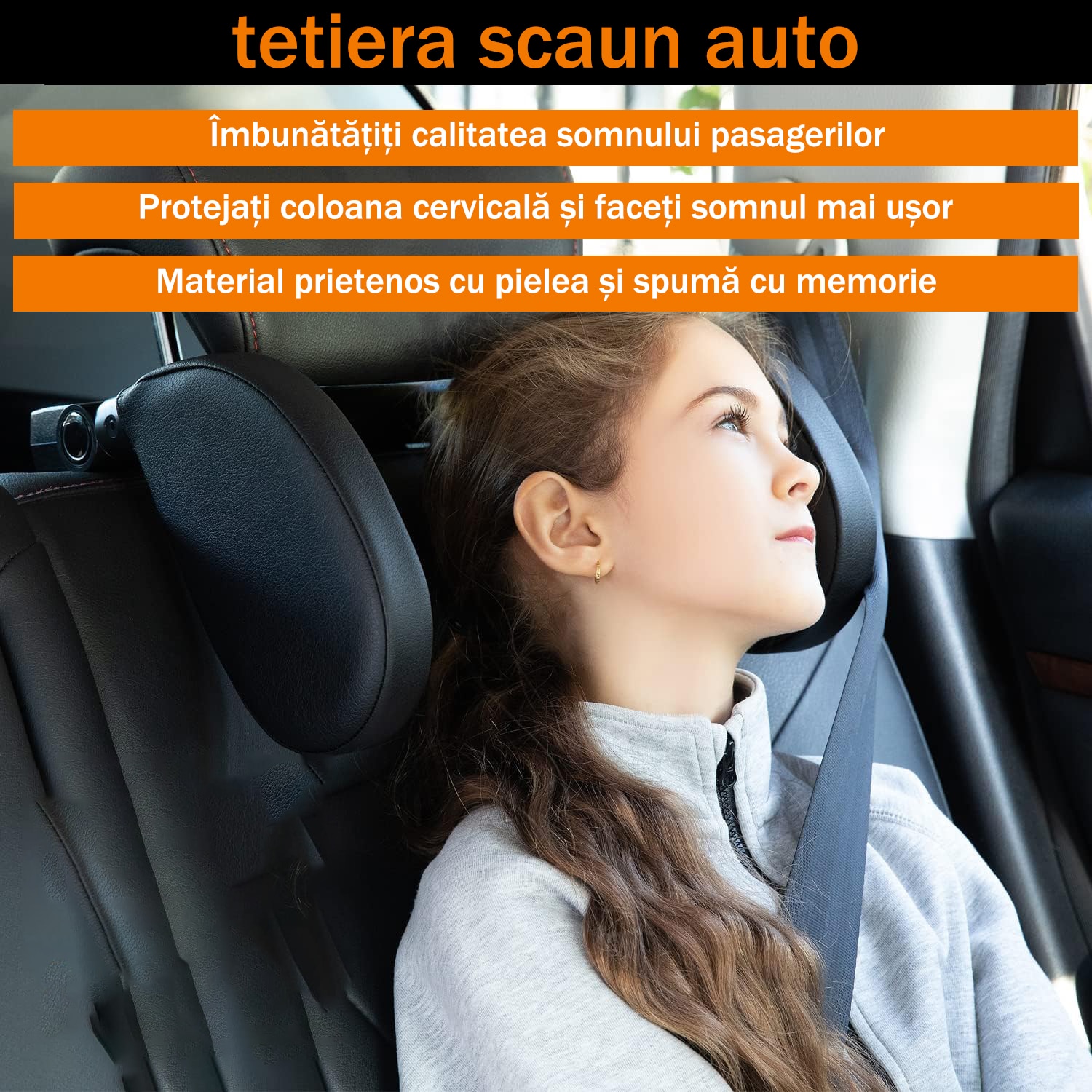 Tetiera auto pentru cap si gat, BYONDSELF®, montaj dintr-o bucata ...