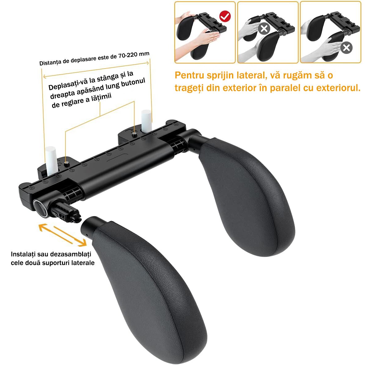 Tetiera auto pentru cap si gat, BYONDSELF®, montaj dintr-o bucata ...