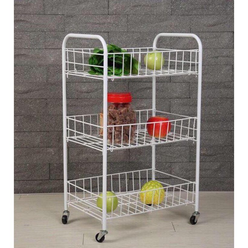 Etajera cu 3 rafturi metalice, multifunctionala cu roti, CSD - eMAG.ro