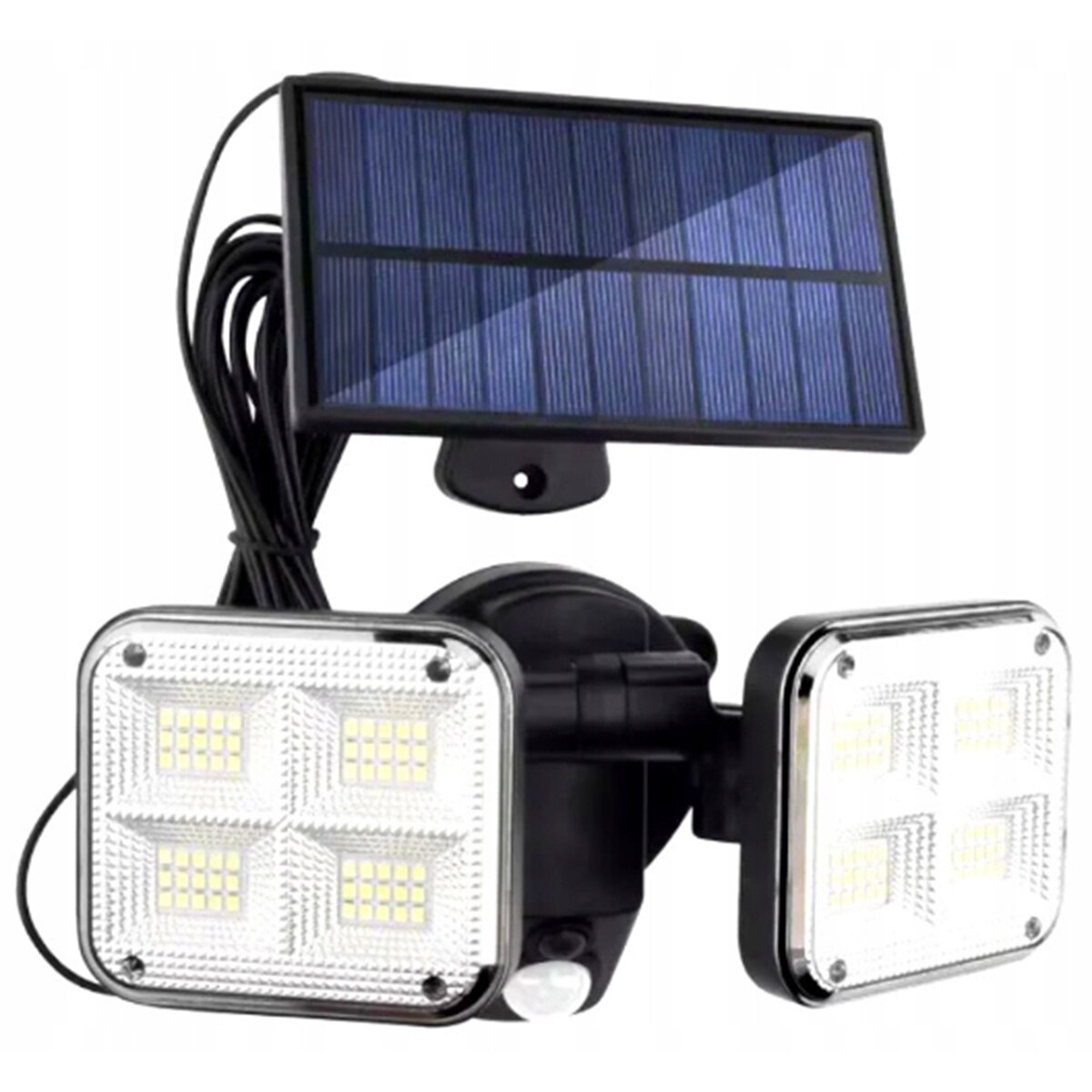 Proiector LED solar modular cu 2 lampi, senzor de miscare, 16 W, 6000K ...