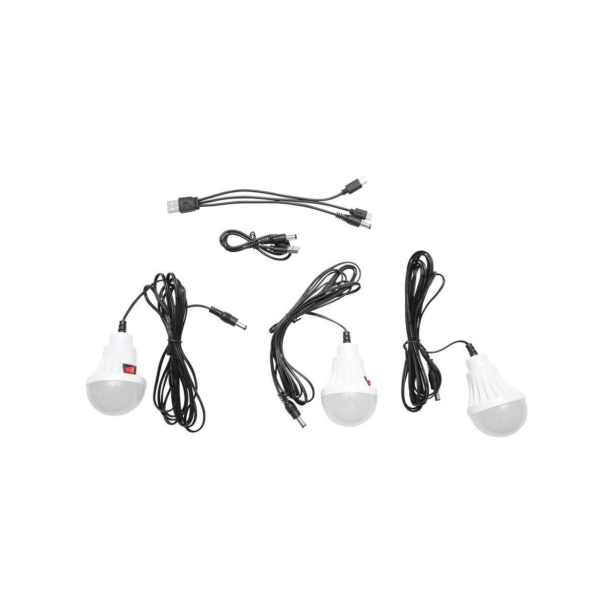 Kit iluminat portabil LED cu 3 becuri/proiector, panou solar si baterie ...