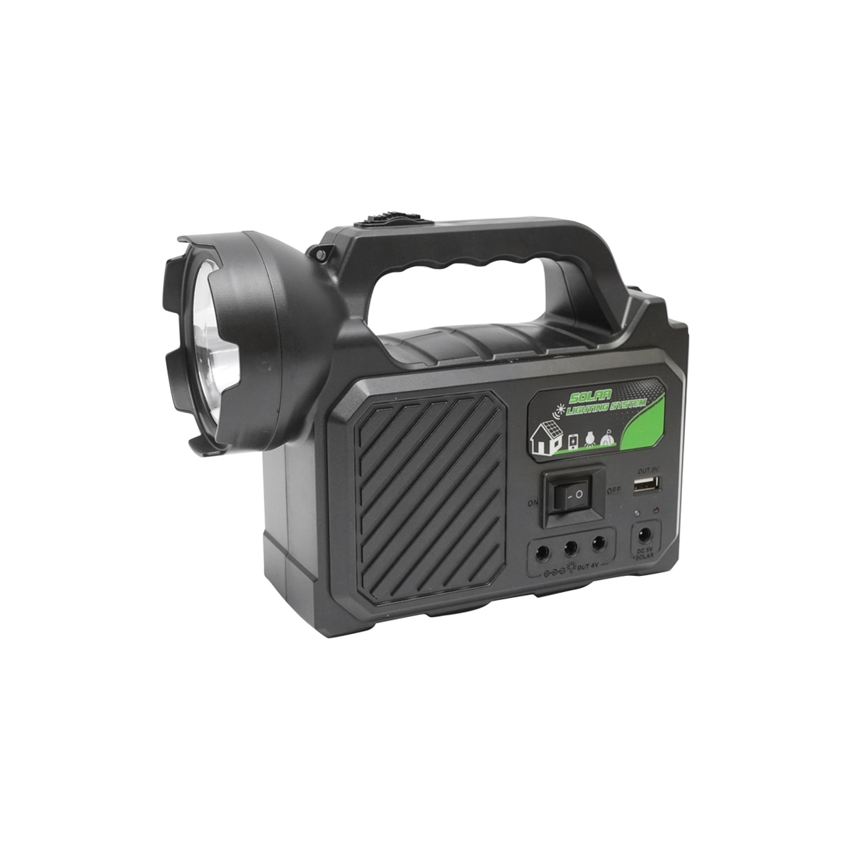 Kit iluminat portabil LED cu 3 becuri/proiector, panou solar si baterie ...