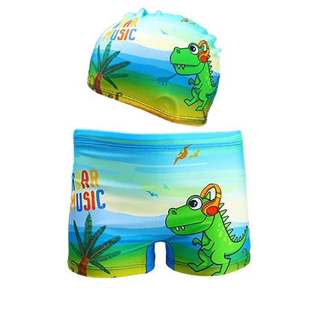 Set pantaloni de baie pentru baieti cu casca asortata, tematica petrecere pe plaja, model ...