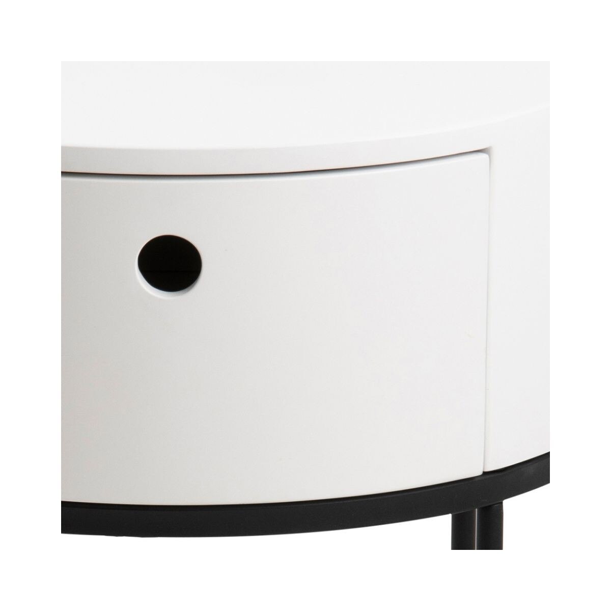 Noptiera alba din MDF si otel, inaltime 51 cm, diametru 40 cm, Polo ...
