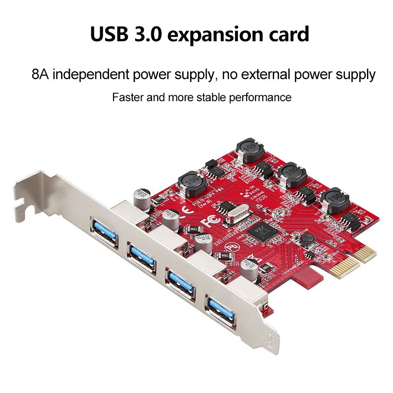 PCI-E - USB 3.0 kártya, Jeswo, 4 port, piros - eMAG.hu