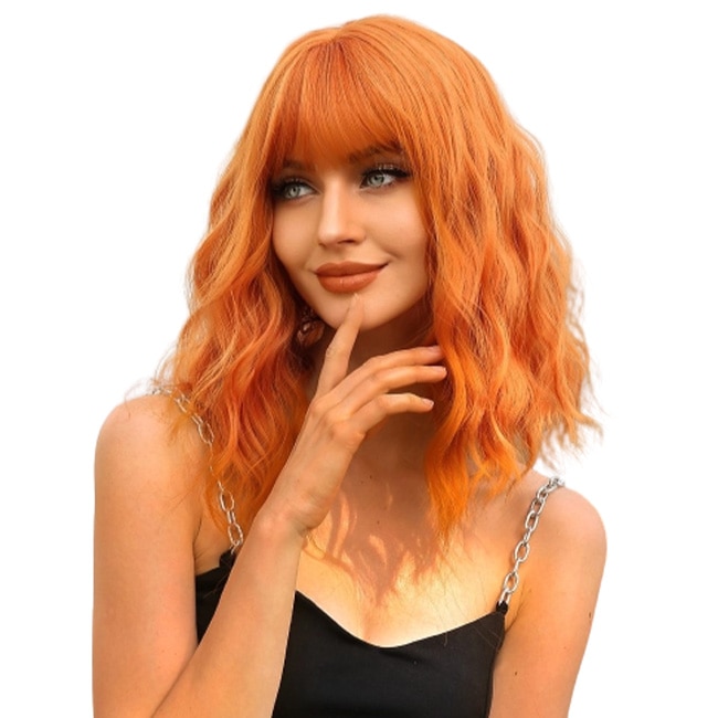 Peruca din par natural Robin, Buenobia, Aramiu Intens - eMAG.ro