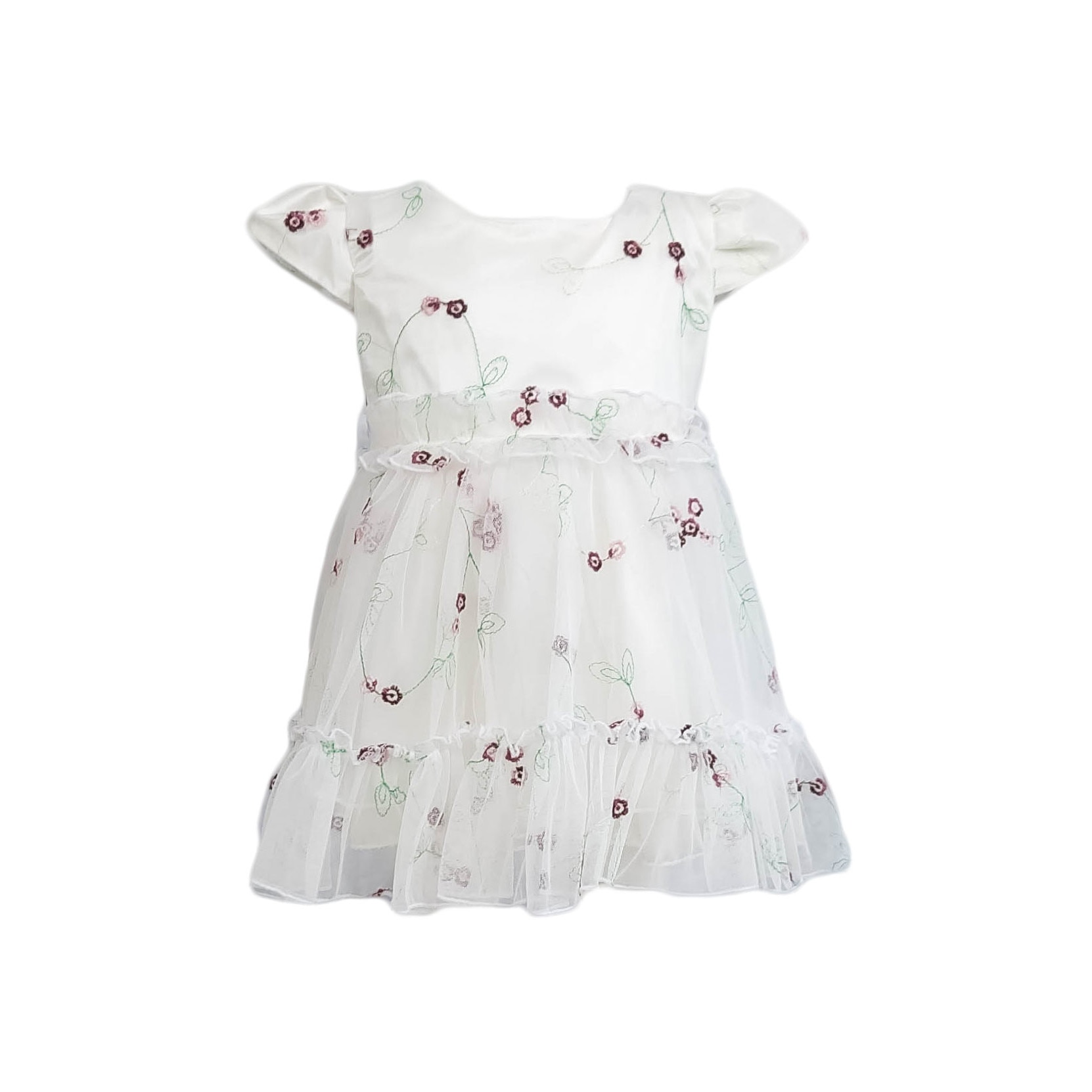 Rochie botez, model Ecaterina, cu flori multicolore, varsta 9 luni ...