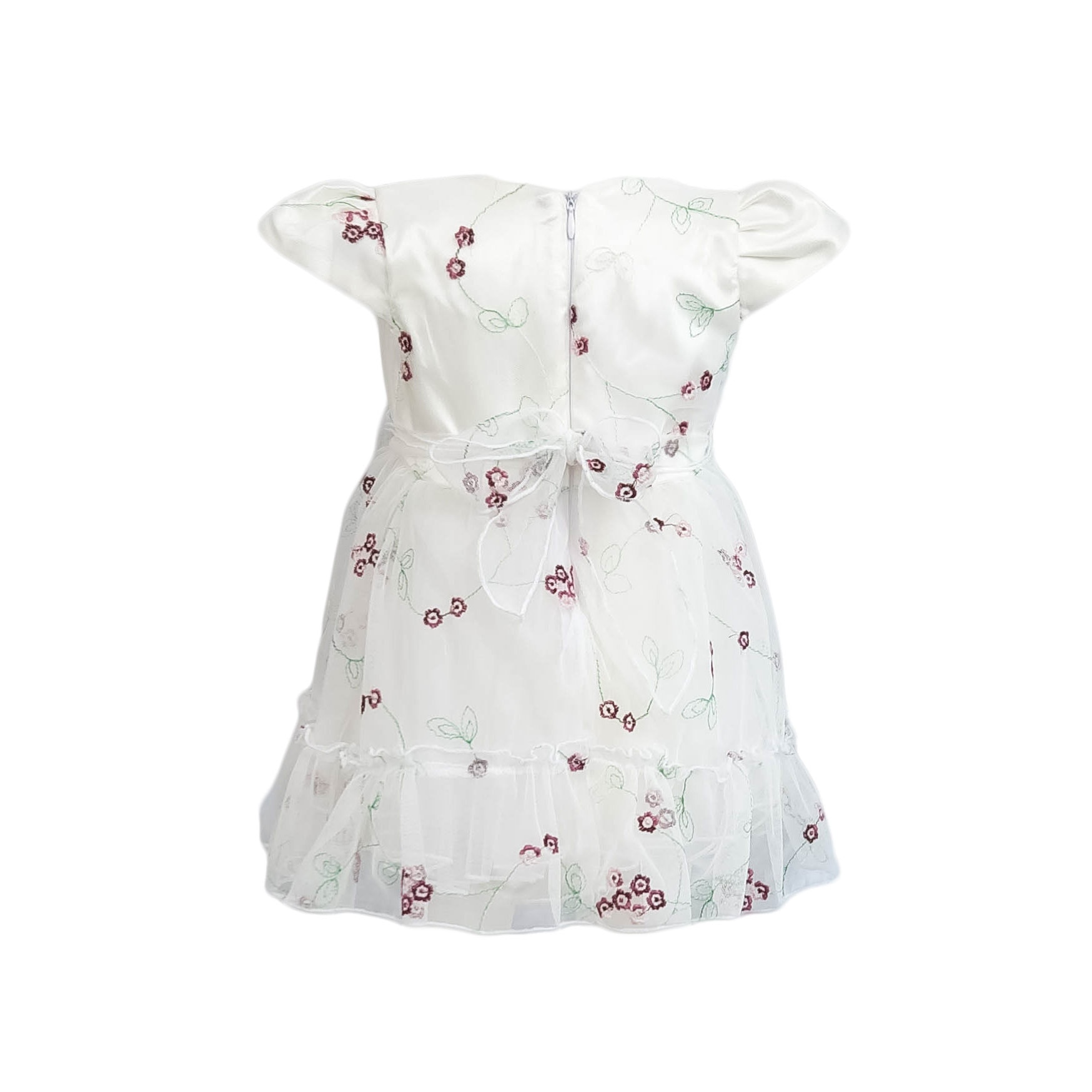 Rochie botez, model Ecaterina, cu flori multicolore, varsta 3 luni ...