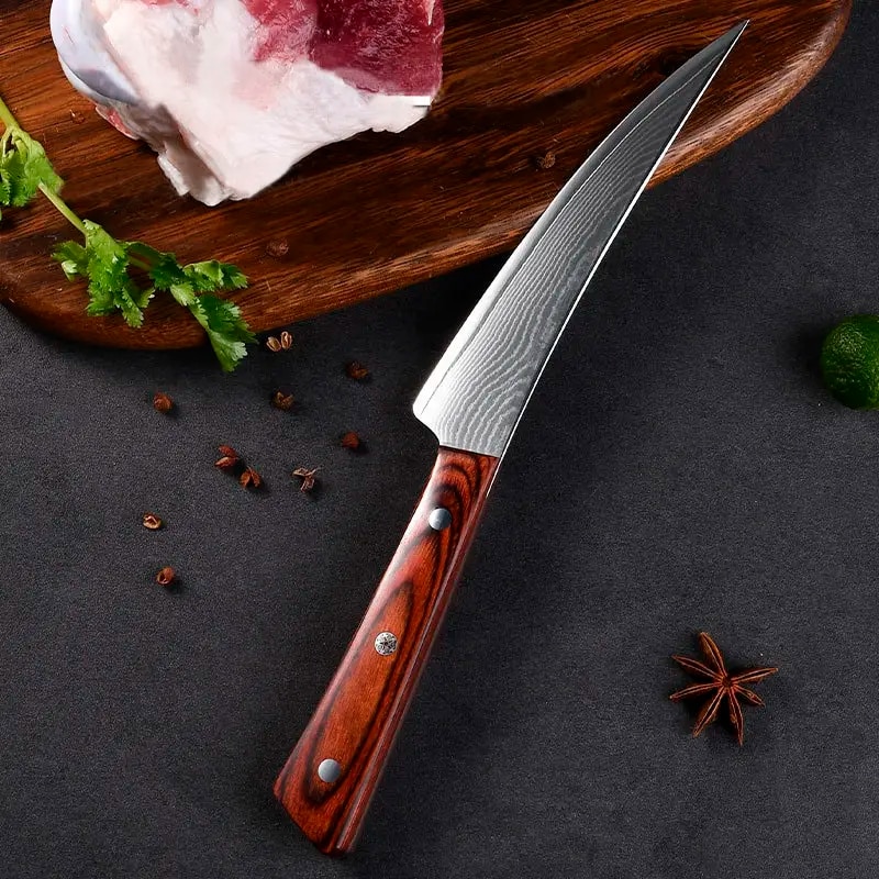 Cutit profesional HOCHO Macelar, Damascus L HRC 60, maner Delux Pakka ...