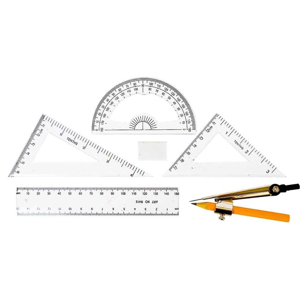 Trusa geometrie metalica, 7 piese - eMAG.ro
