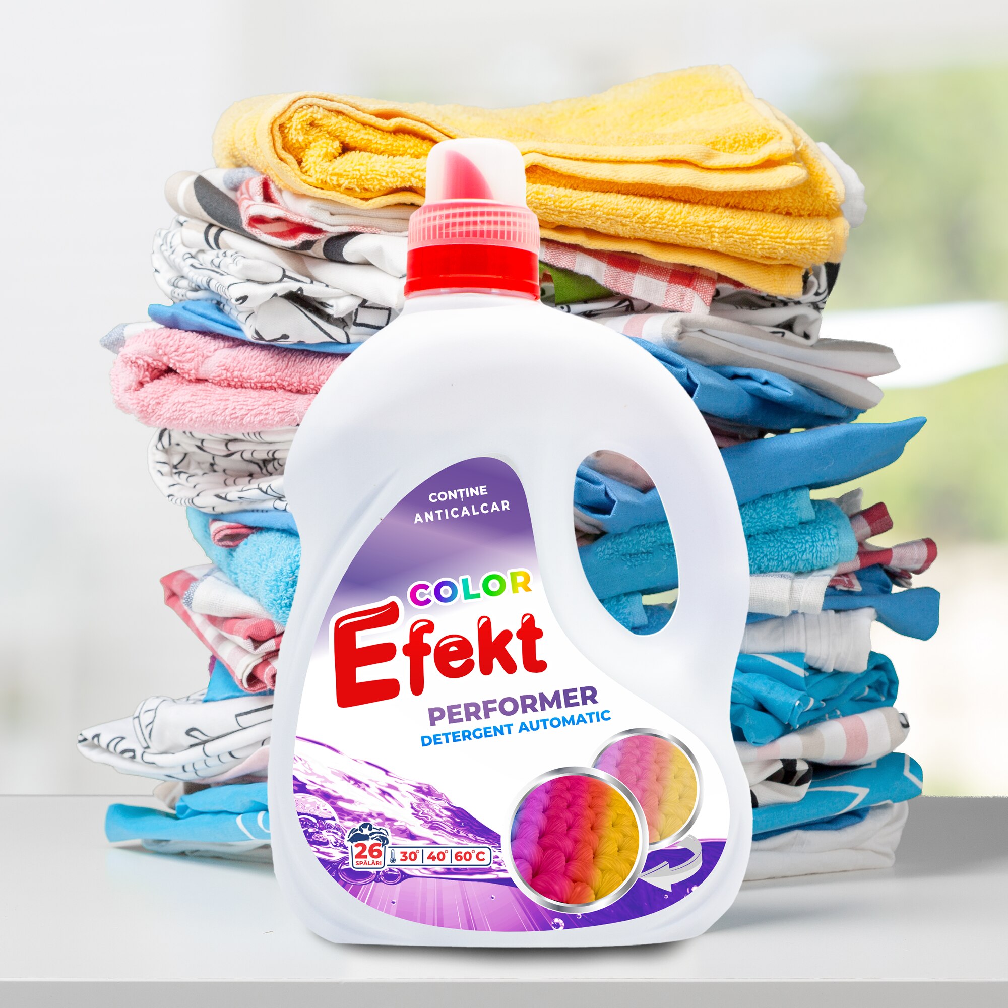 Detergent Lichid gel Efekt Performer, Colorate, 910ml, 26 spalari - eMAG.ro
