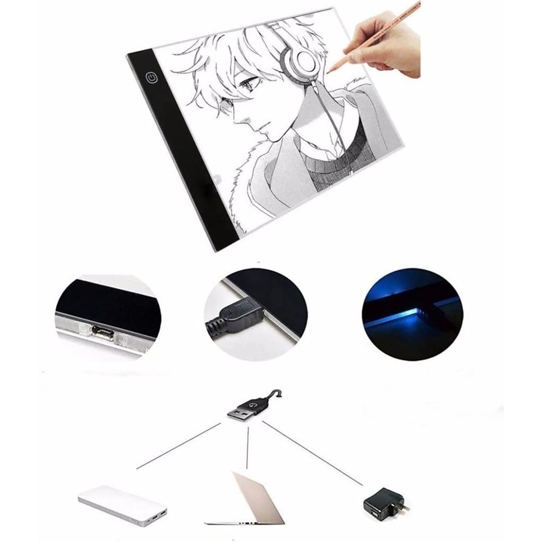 Tableta Grafica LED A4, Dytimeem, D9021, Plansa de desen alimentata ...