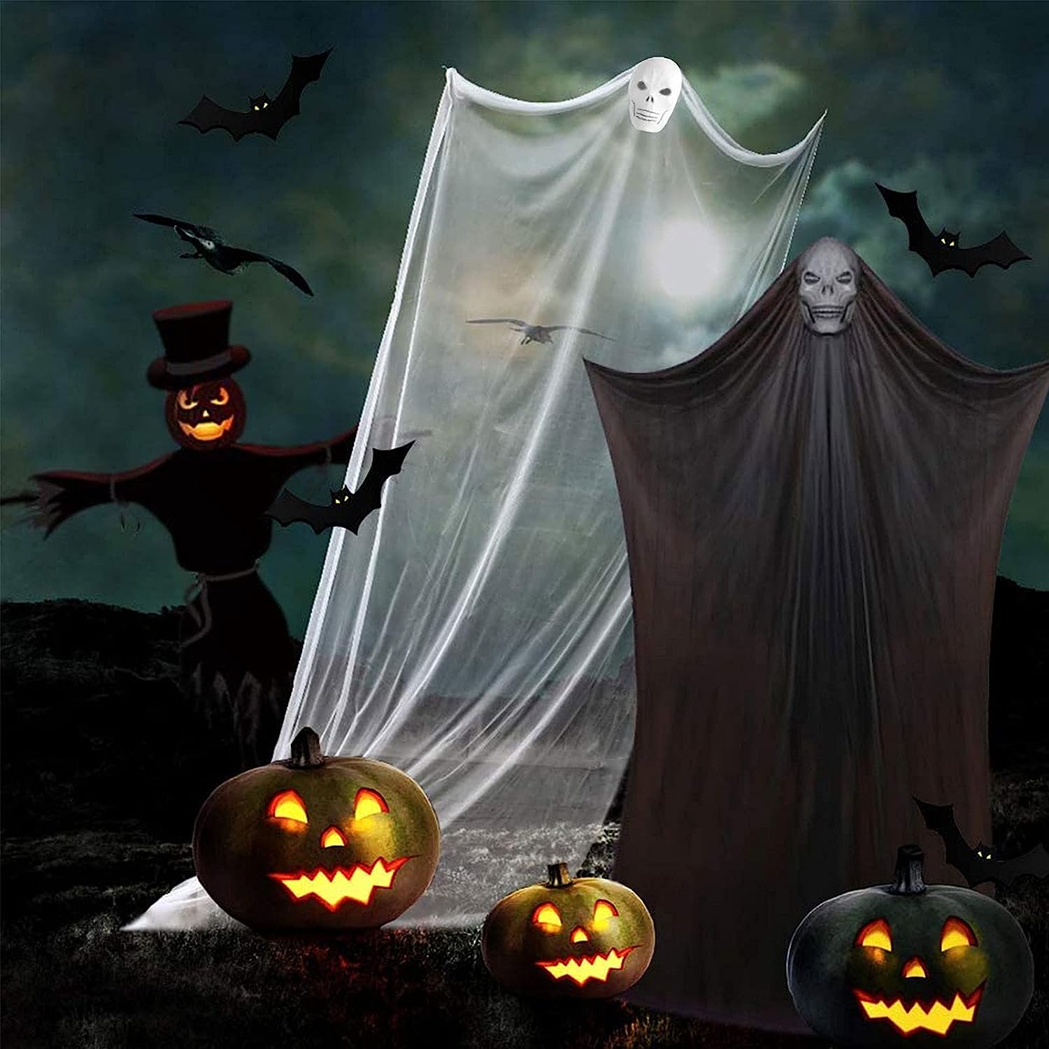 Decor Halloween, GOGOU®, Schelete, 180 x 350 CM, cu lumina si sunet LED ...