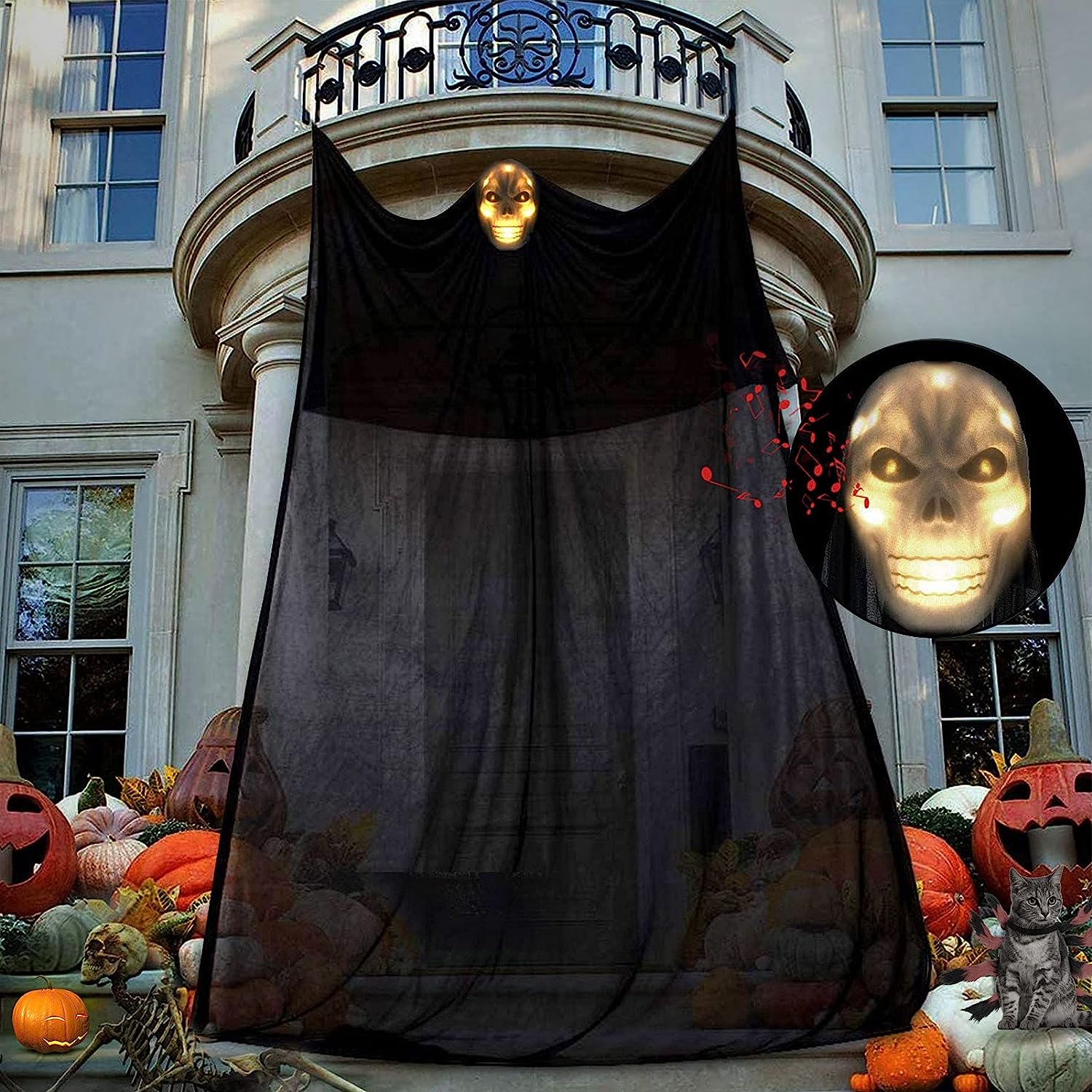 Decor Halloween, GOGOU®, Schelete, 180 x 350 CM, cu lumina si sunet LED ...