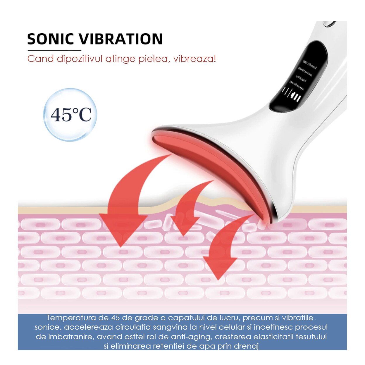 Aparat masaj facial cu fototerapie si temperatura constanta, 45 grade ...