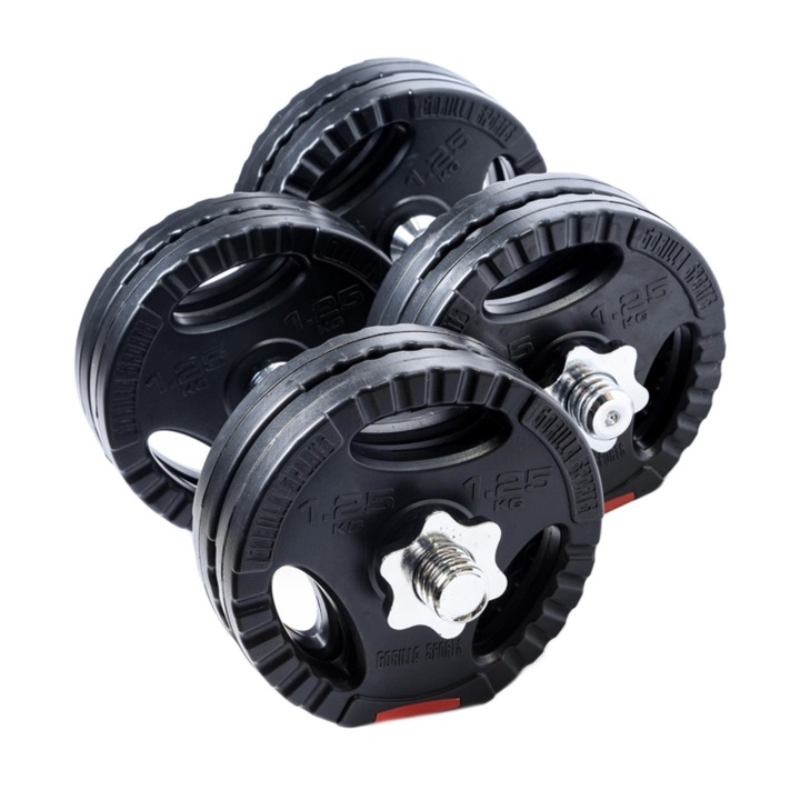 Set gantere reglabile din ciment cu grip de 15 KG, 8 discuri, Gorilla ...