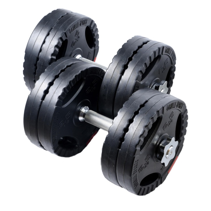 Set gantere reglabile din ciment cu grip de 25 KG, 8 discuri, Gorilla ...