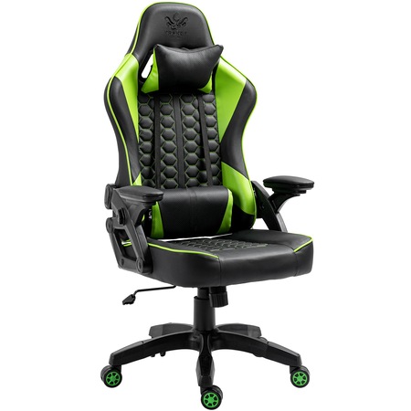 Scaun gaming FEYTON, Kraken, Piele ecologica, 130kg, Verde/Negru - eMAG.ro