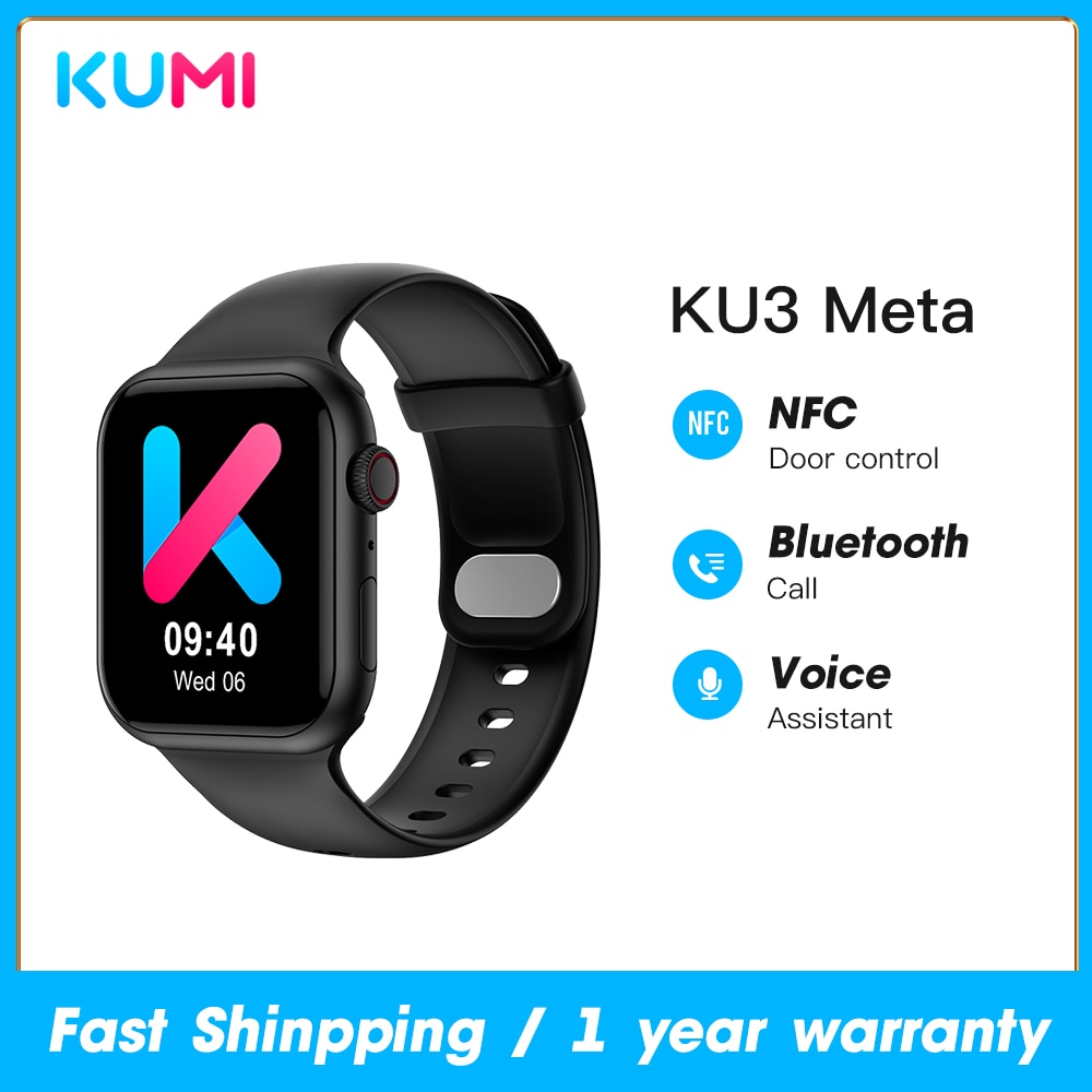 Смарт часовник KU3 Meta, Kumi, 2,0 инча, IP68, черен - eMAG.bg