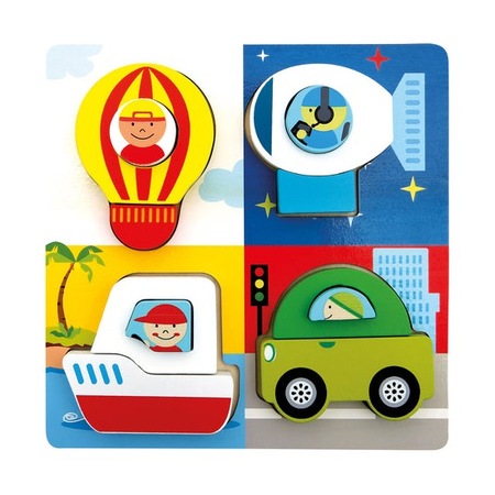 Puzzle educativ din lemn, Trafic, 18x18x1,5 cm, 13 piese - eMAG.ro