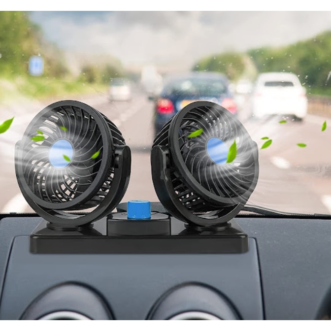 Ventilator auto dublu 12V, rotatie 360 de grade, BZRSH - eMAG.ro