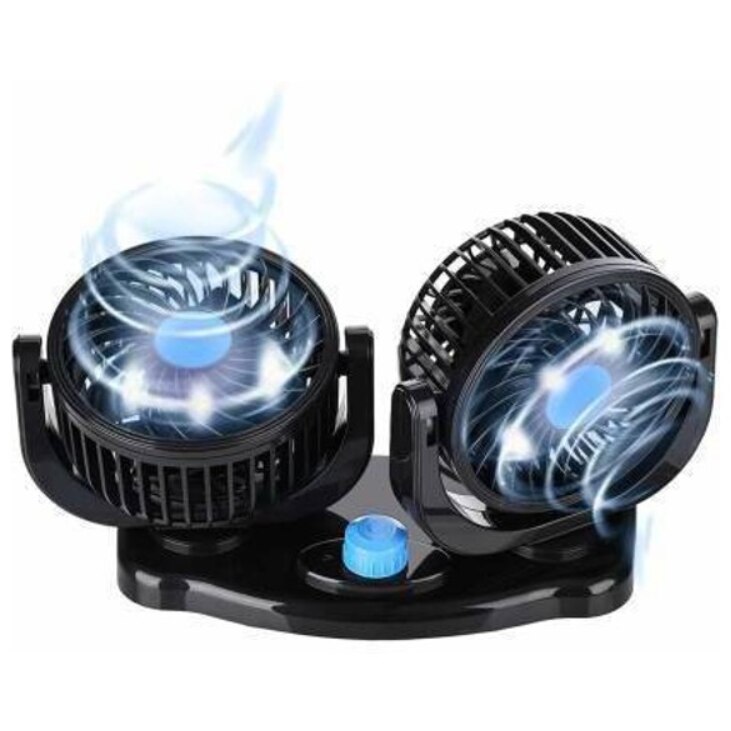 Ventilator auto dublu 12V, rotatie 360 de grade, BZRSH - eMAG.ro