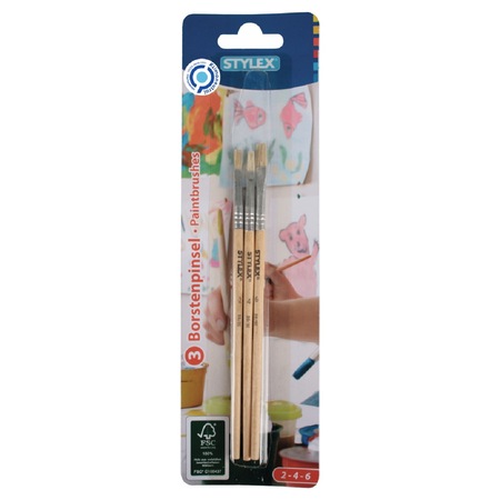 Set 3 pensule cu varf lat Stylex, marimi 2-4-6 - eMAG.ro