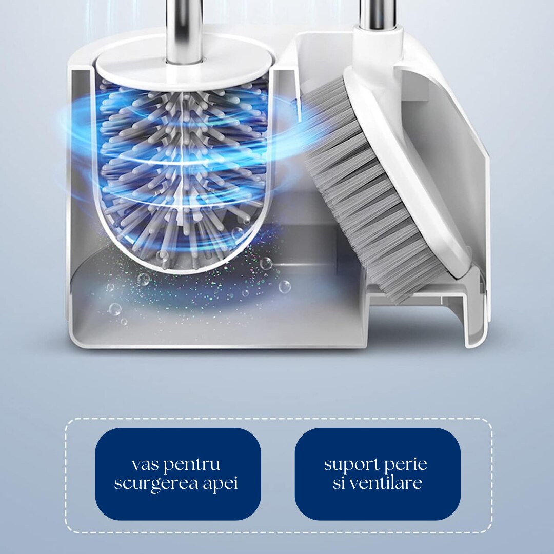 Set 2 Perie WC din Silicon Durabile si Usor de Curatat, cu Suport ...