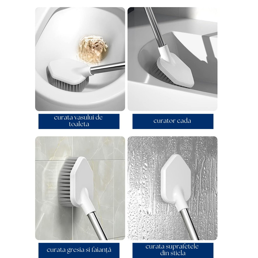 Set 2 Perie WC din Silicon Durabile si Usor de Curatat, cu Suport ...
